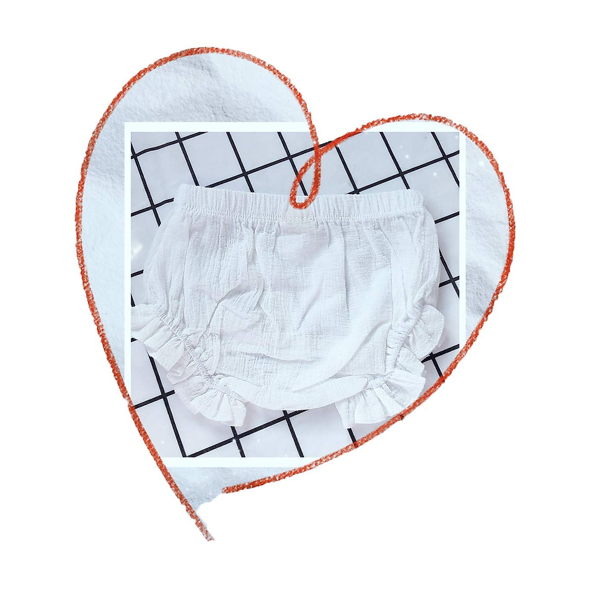 LOOLY Newborn Toddler Kids Cotton Linen Ruffle Bloomer Shorts Diaper Cover 0-2T(100,A-White)