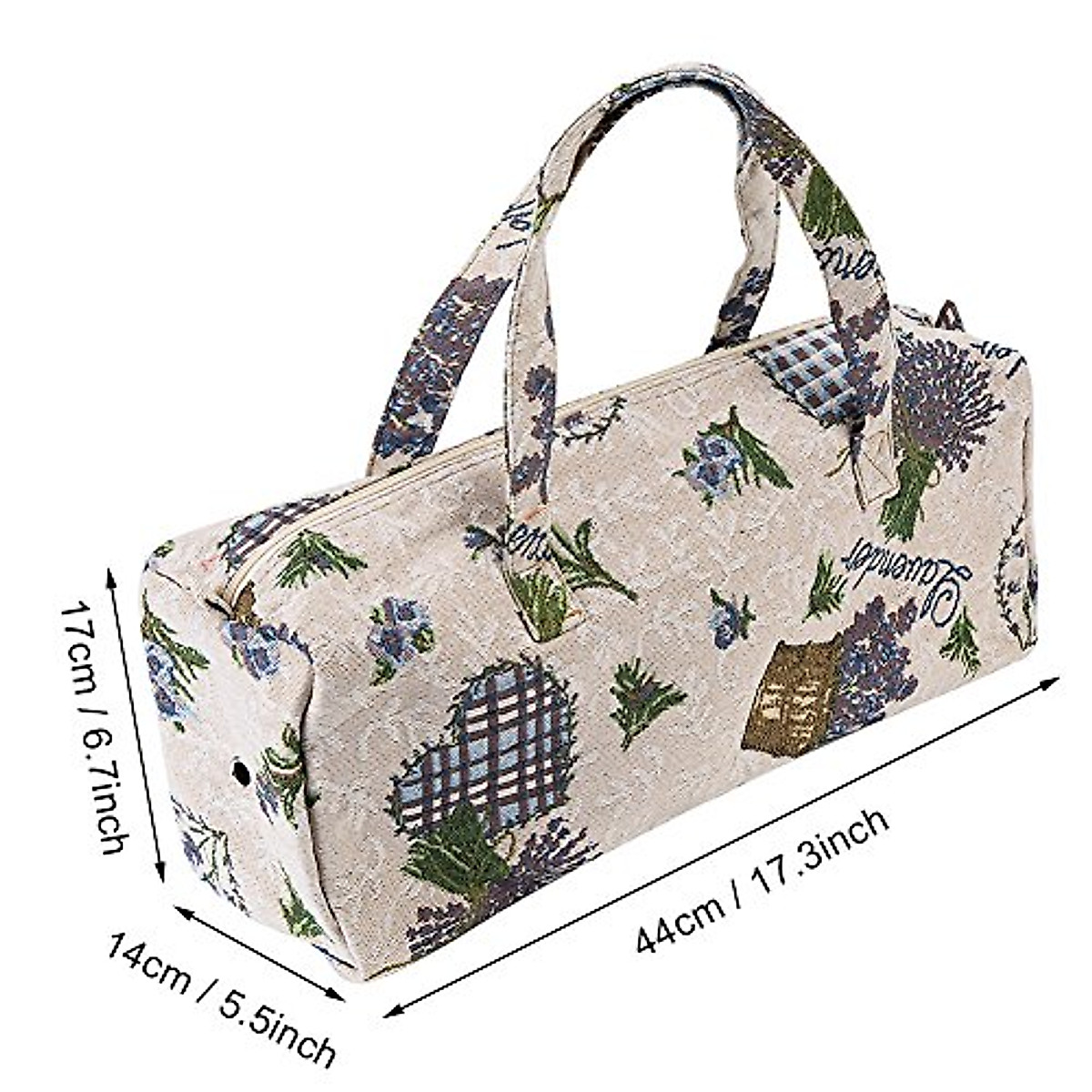 Knitting Tote Bag, Household Fabric Crafts Knitting Needles Storage Sweater Sewing Needles Organizer Bag 7.32 x 5.51 x 6.69 inch(Purple Flower)