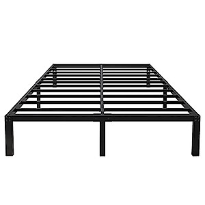 yookare 14 Inch Tall 3500lbs Heavy Duty Metal Bed Frame/ with Storage/ Mattress Foundation/ Steel Slats Platform/ Noise Free/ No Box Spring Needed,Queen
