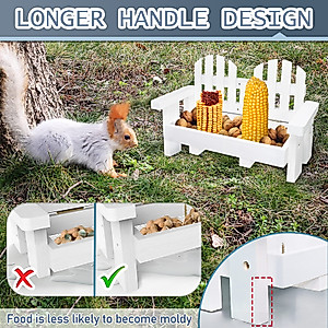 Wood Squirrel Feeder for Outside, White Bench Chair Squirrel feeders Durable Squrrill Picnic Table with 2 Corn Cob Holders for Chipmunk Squirrels…