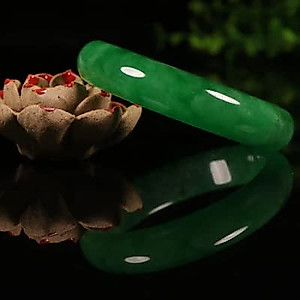 Natural Green Jade Bangle, Jewelry, Accessories, Brings Good Luck, Prosperity, Good Fortune and Good Energy (Green, 57-58mm)