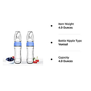 Baby Mate 2 PCS Silicone Baby Food Dispensing Spoon (Blue, 4oz/120ml, Ideal for 4 Months+ Babies) - Squeeze Feeder with Spoon - Spoon Bottle for Baby - Baby Spoon Feeder Bottle Baby Solid Food Feeder