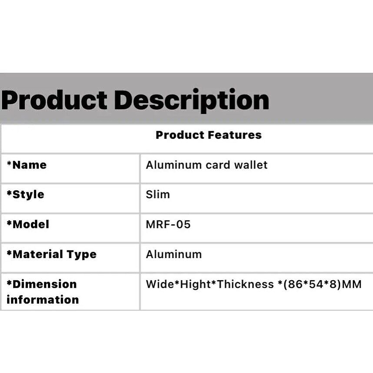 Bulk Pack of 5 Blank Slim Metal Wallets - Color: Black - Laser Engraving Wallets - Bulk Wallets - RFID Blocking