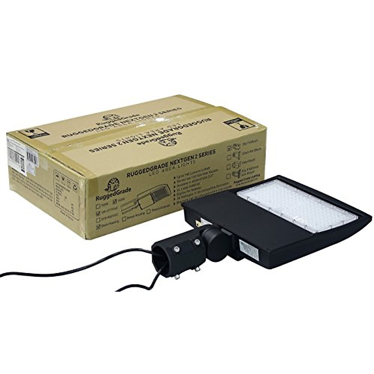 RuggedGrade 150 Watt LED NextGen III Parking Lot Lights - 21,000 Lumen - 5000K - Slip Fit Mount - with photocell