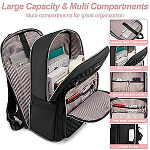 CAFELE Laptop Backpack 17.3 Inch Stylish Daypack with USB Port, Water-repellent College Bookbag,Large Bagpack for Travel/Business/Women/Quilted Black