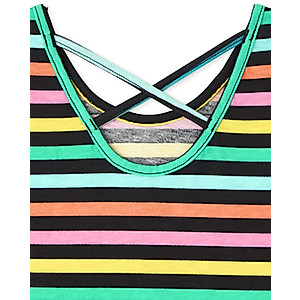 The Children's Place Baby Toddler Girls Sleeveless Fashion Tank Top, Tropical/Tropical Scene/Stripes 3-Pack, 4T