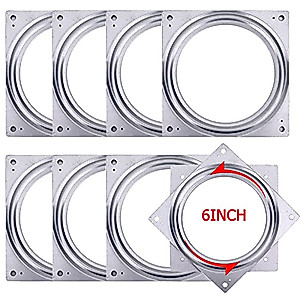 8Pack 6Inch Lazy Susan Hardware 5/16" Thick Square Lazy Susan Turntable Bearings Plate, 500lbs Capacity Rotating Swivel Bearing Plate, Lazy Susan Turntable Base for Serving Trays, Kitchen, Table
