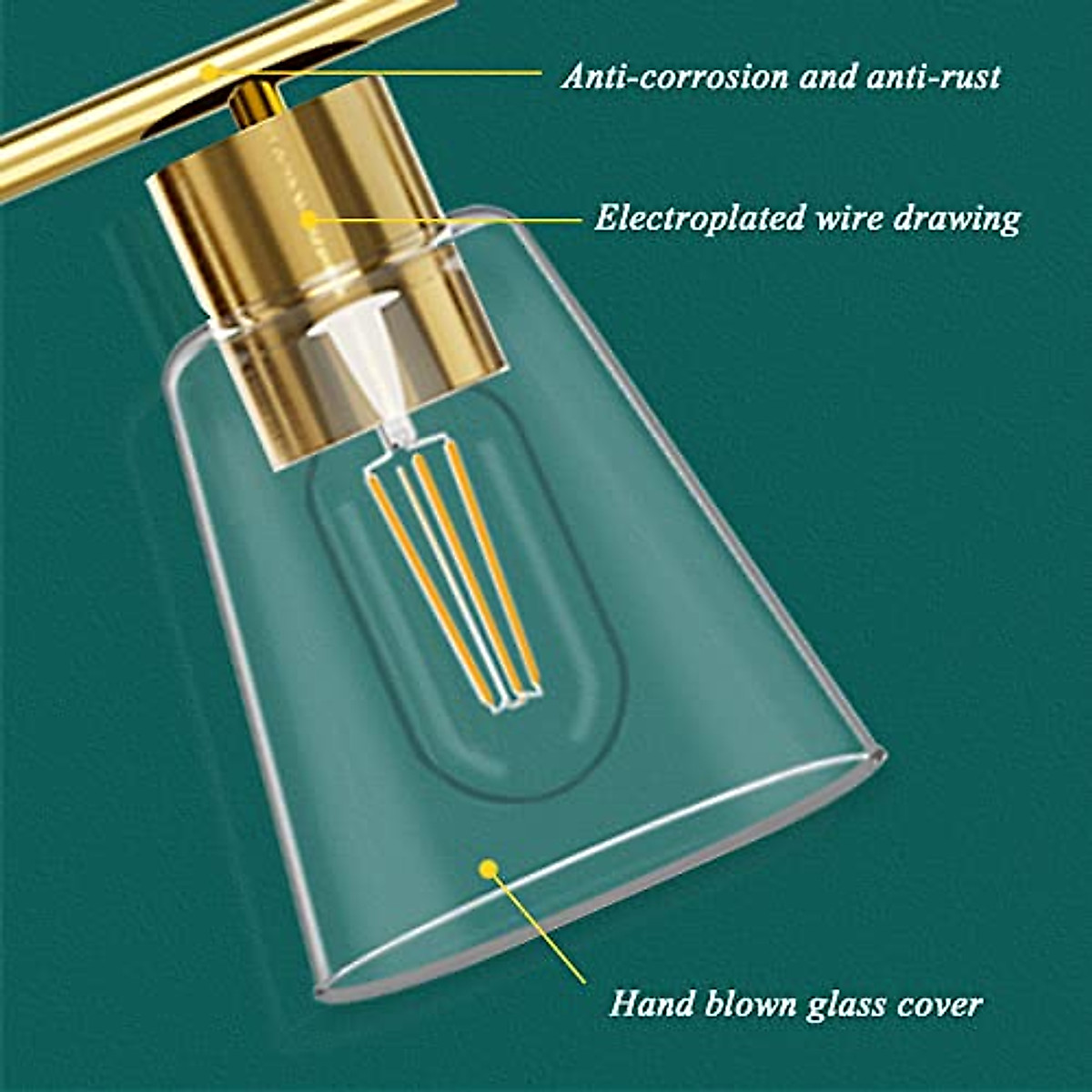 EnweMahi 2 Light Gold Bathroom Light Fixtures, Brushed Brass Wall Sconce, Modern Vanity Lights for Bathroom for Mirror, Corridor, Bedroom…