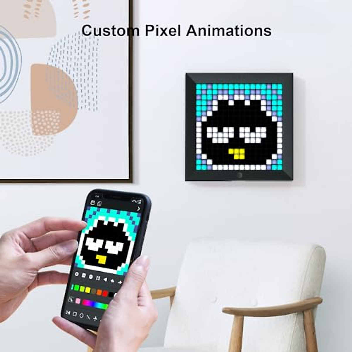 Divoom Pixoo - Pixel Art Digital Picture Frame with 16x16 LED Display APP Control - Cool Animation Frame Wall/Desk Mount for Gaming Room & Bedside Table -Black