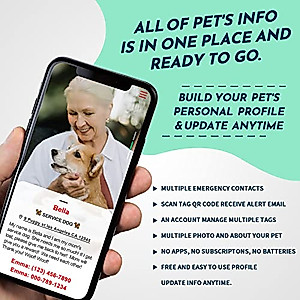 MYLUCKYTAG Service Dog Tag, QR Code Silicone Pet ID Tag Dog Tag, Online Pet Profile, Pet Location Alert Email, Digital Pet Tag, Quiet Dog Tag, Durable Pet ID, Dog Collar Tag, Engraved Pet Tag