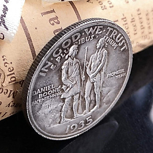 MKIOPNM 1935 Daniel Boone 200th Anniversary Half Dollar Commemorative Silver Coin Pioneer Coin Western Cowboy Theme Substitutes for Exquisite Handicraft Currencies