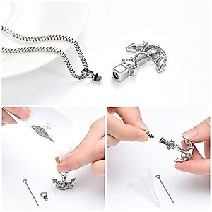 XSMZB Cremation Jewelry for Ashes Anchor Urn Necklace for Men Women Memorial Ashes Holder Keepsake Urn Pendant (Silver)