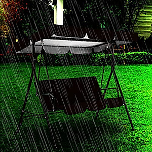Lucitingfinil Patio Canopy Swing Cover Outdoor Swing Canopy Replacement Waterproof UV Resistant Durable Removable Swing Cover with Swing Chair Cover (No Steel Frame) (76.7 X 49.2 X 5.9, Coffee)