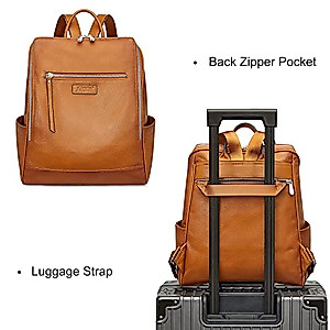 S-ZONE Genuine Leather Backpack Purse for Women Travel Rucksack Ladies Handbag College Bookbag with Luggage Strap