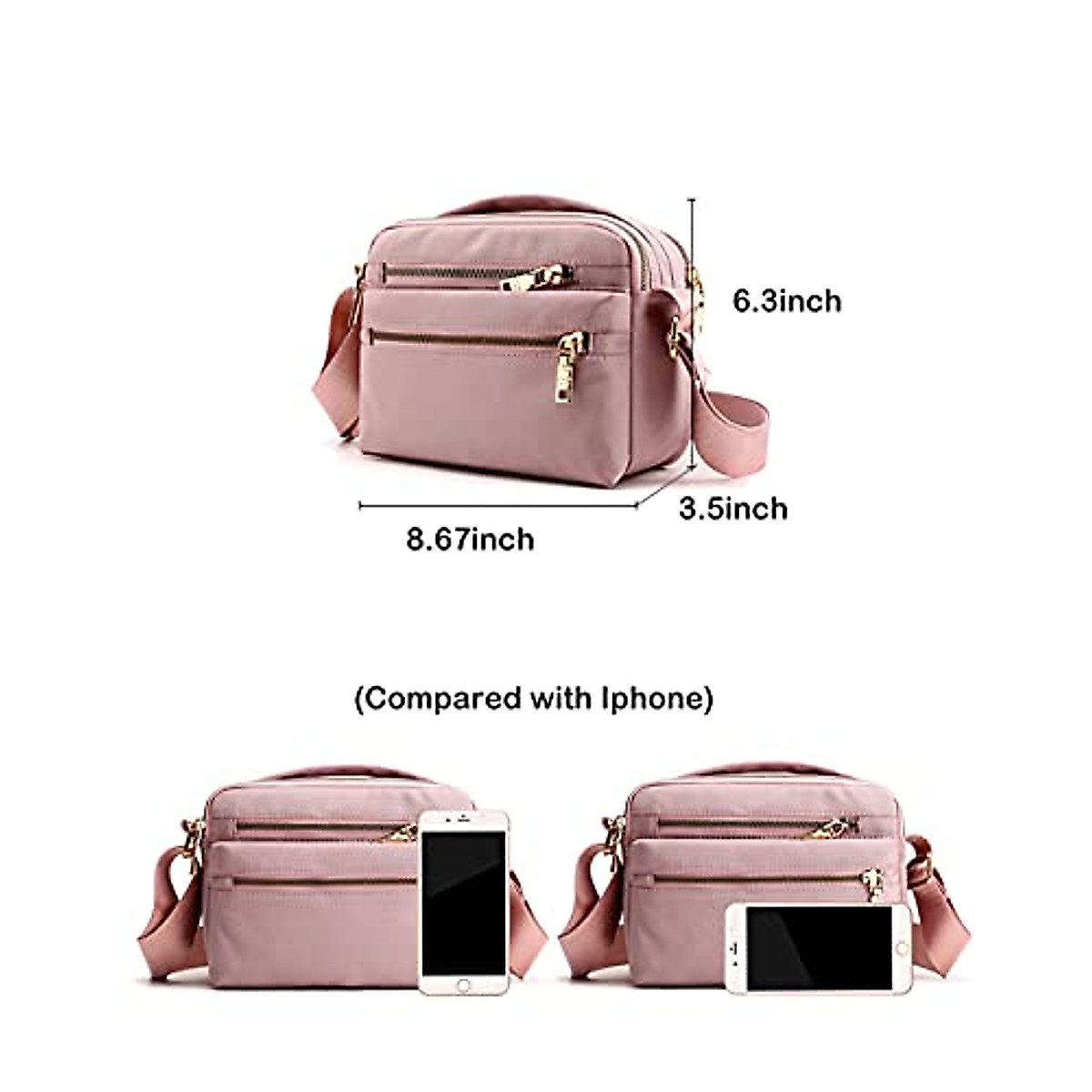 Small Crossbody Purses for Women Multi Pocket Casual Crossbody Bag Cellphone Wallet Purse Shoulder Bag Gray
