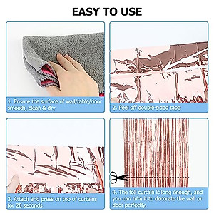 Fringe Backdrop Tinsel Curtain Backdrop 2 Pack 3.3 x 9.9 ft Foil Fringe Curtains Rose Gold Backdrop Streamers Tinsel Backdrop Curtain Photo Backdrop Curtain for Rose Gold Birthday Party Decorations