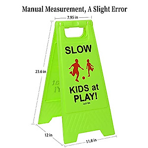 Juztec Slow Children Playing Sign For Street, Caution Kids At Play Safety Sign, Down crossing traffic signs outdoor (3 Pack)