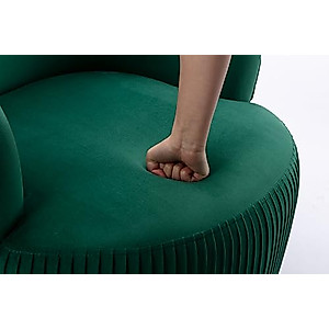INMOZATA Swivel Chair,Velvet Fabric Barrel Chair for Small Space,Modern Accent Chairs for Living Room,Green
