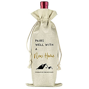 LEJIAJINW Housewarming Gifts, First New Home House Homeowner Gift, Realtor Gift to Clients, Sweet Home Congrats, Housewarming Party Decorations, Wine Gift Bags for Women Men Wife Husband