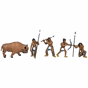Woodland Scenics SP4444 1.5-Inch Scene Setters Figurine, Natives/Buffalo, 5/Pack