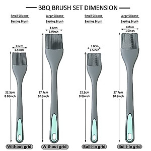 To encounter Silicone Brush, Set of 4 Silicone Basting Pastry Brush, Prefer for Cooking, Baking, Oil and BBQ Spreading - Built in Grid