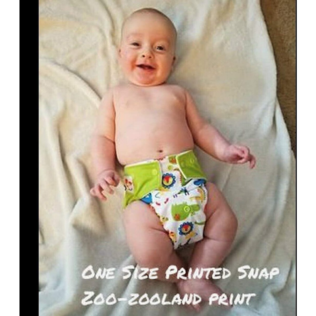 KaWaii Baby Reusable Cloth Diaper Bundle- 4 Printed Snap+8 Premium 5-Layer Diaper Inserts One Size Adjustable Newborn to Potty Trained Toddler, Lazy Fox