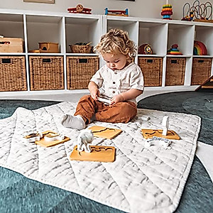 Wooden Montessori Animal Puzzles for Toddlers 1-3 | Realistic Chunky Safari Animal Shape Puzzle | Educational Learning Toy