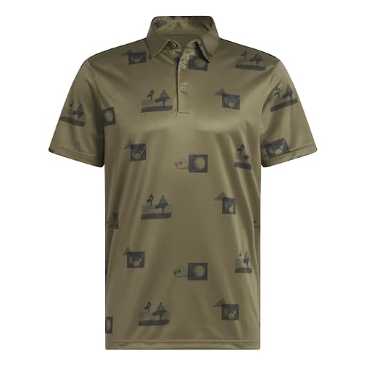 adidas Men's Allover Printed Polo Shirt, Olive Strata, 2X-Large