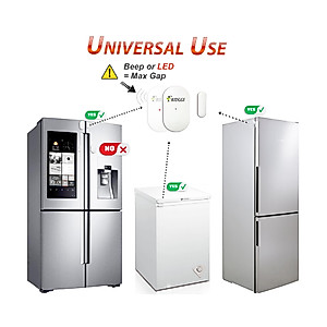 FRIDGGI - Fridge Door Chime with Delay, 60sec, 120sec, 180sec Delay Reminders, 80dB to 110dB, Freezer Door Alarm When Left Open (Black)