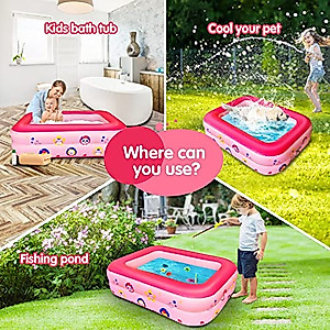 Kiddie Pool Toys for 1 2 3 Year Old Girl Gifts, Inflatable Swimming Pools for Kids Toys Age 1-3 Years, Summer Water Kiddy Baby Pools Ball Pit for Toddlers 1-4 as Bathtub for Backyard Outdoor Indoor