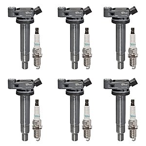 Vplus Set of 6 Ignition Coils Pack UF267 & Spark Plugs Platinum 4504 90919-01210 PK20TT Compatible with Lexus ES300 RX300 ES330 RX330 Toyota Camry Avalon Highlander Sienna Solara, C1175 3.0L 3.3L V6