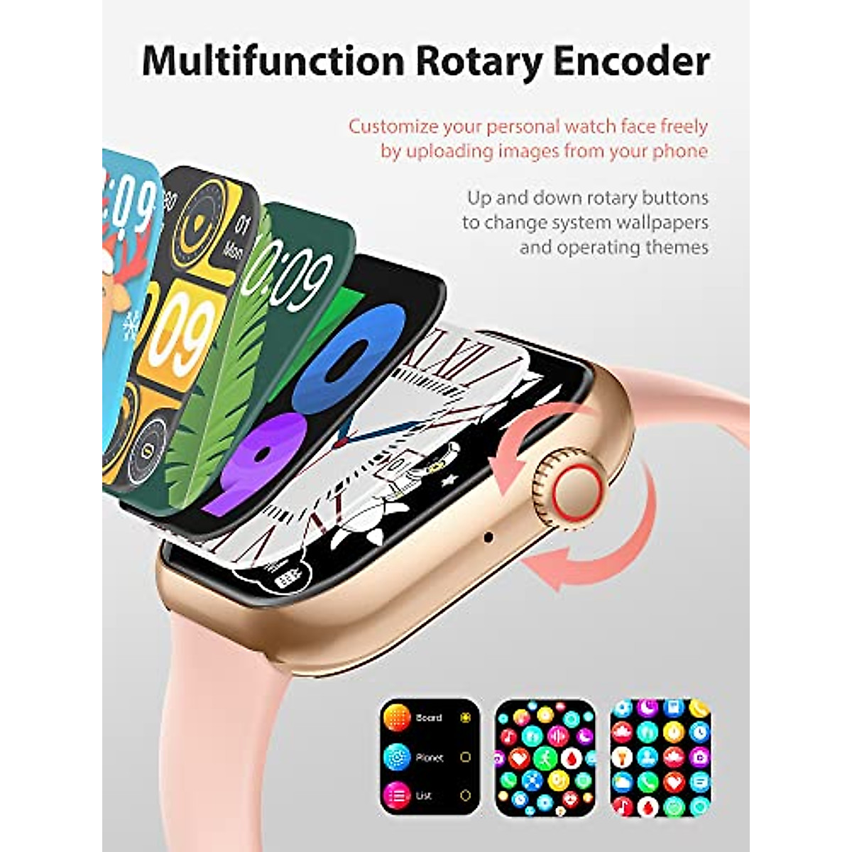 Zombazi 1.91'' Smart Watch for Women Men, Answer/Make Call, 50+ Sports Modes, Fitness Tracker with SpO2/Heart Rate/Sleep Monitor, Voice Assistant, Music and More, Smartwatch iPhone iOS Android (Pink)