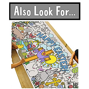 Tiny Expressions Easter Coloring Tablecloth for Kids - Rolled, No Creases 30" x 72" Giant Coloring Poster to Color On - Kids Easter Activities