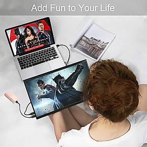 HONGO Portable Monitor Full Metal Frame 15.6 Inch FHD 1080P External Laptop Monitor HDMI USB C Computer Display Dual Monitor for Laptop PC Phone Included Adjustable Folding Cover