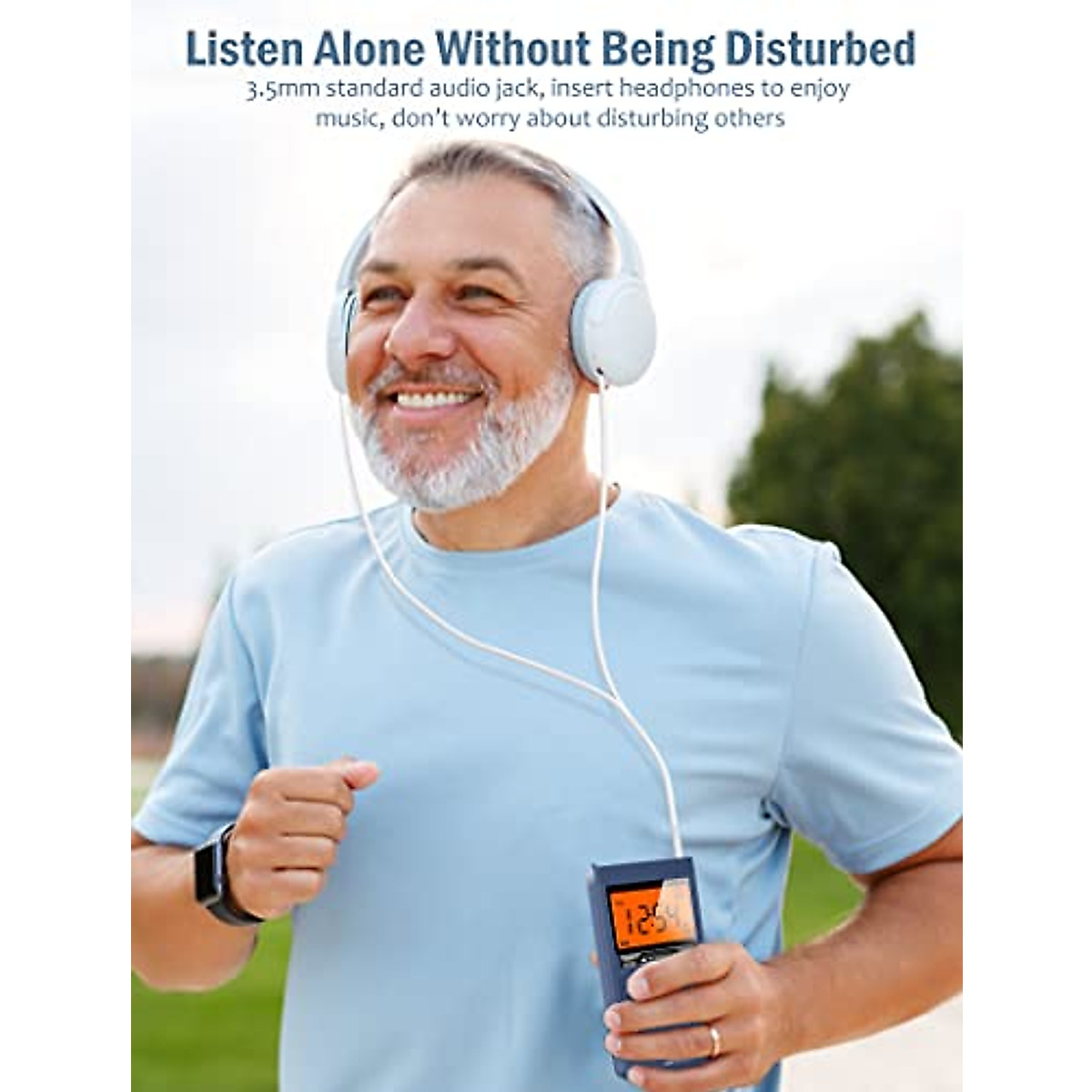 AM FM Portable Radio,Pocket Radio with Best Reception,Transistor Radio with Big Digital Screen, Sleep Timer,Stereo Earphone Jack, and Alarm Clock Operated by 2 AAA Batteries for Jogging, Walking(Blue)