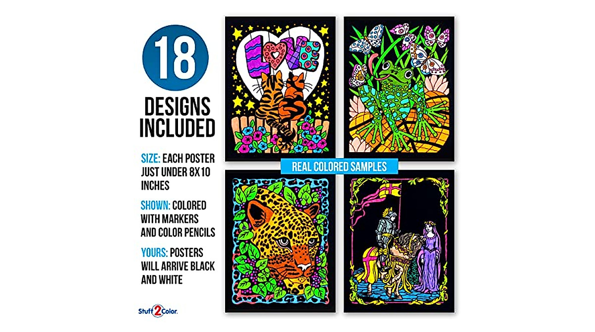 Super Pack of 18 Fuzzy Velvet Coloring Posters for All Ages