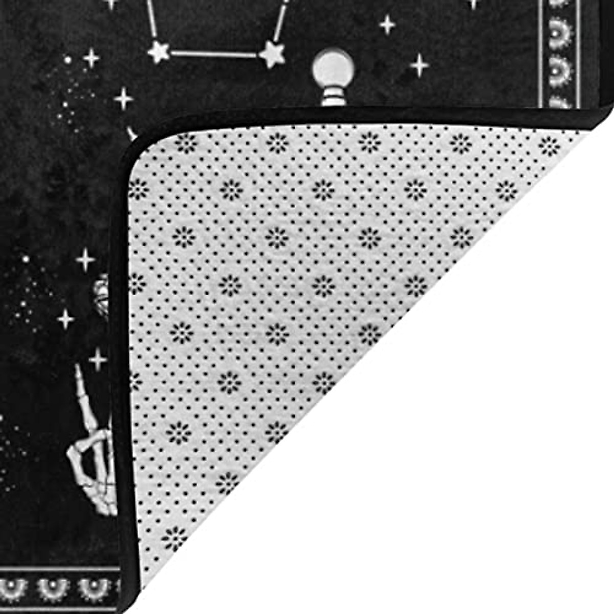 Skull Black and White Snake Moth Skeleton Mandala Moon Star Pattern Area Rug Rugs Non-Slip Floor Mat Doormats Living Dining Room Bedroom Dorm 60 x 39 inches inches Home Decor