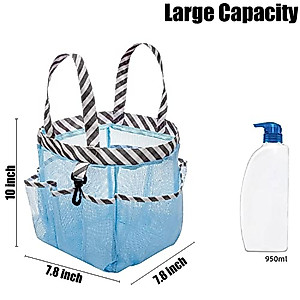 ARCCI Mesh Shower Caddy Tote, Large Portable Shower Caddy Basket with 8 Pockets, Quick Dry Hanging Toiletry Bath Shower Bag for College Dorm Room Essentials, Gym, Bathroom, Camp, Travel, Blue