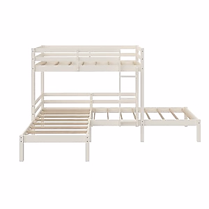 DHP Casey Kids' L-Shaped Corner Triple Bunk Bed, White