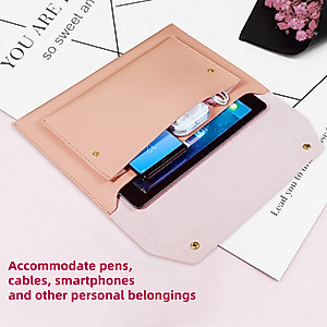 Devmlicor Leather Tablet Sleeve Case for 11 inch New iPad Pro / 10.9 inch New IPad Air 4/10.2/10.5/9.7 in New IPad, Samsung Galaxy Tab 10.1 Protective Bag, Fit Apple Smart Keyboard,Pink, 9-11 Inch