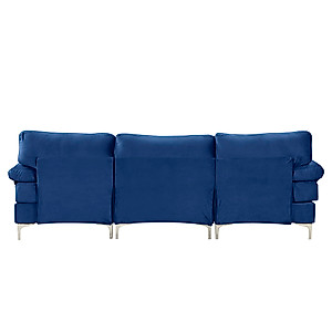 Casa Andrea Milano Modern Velvet Fabric Sectional Sofa, L-Shape Couch with Extra Wide Chaise Lounge