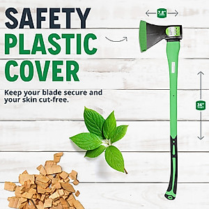 WilFiks Chopping Axe, 36” Camping Outdoor Hatchet for Wood Splitting and Kindling, Forged Carbon Steel Heat Treated Hand Maul Tool, Fiberglass Shock Reduction Handle with Anti-Slip Grip