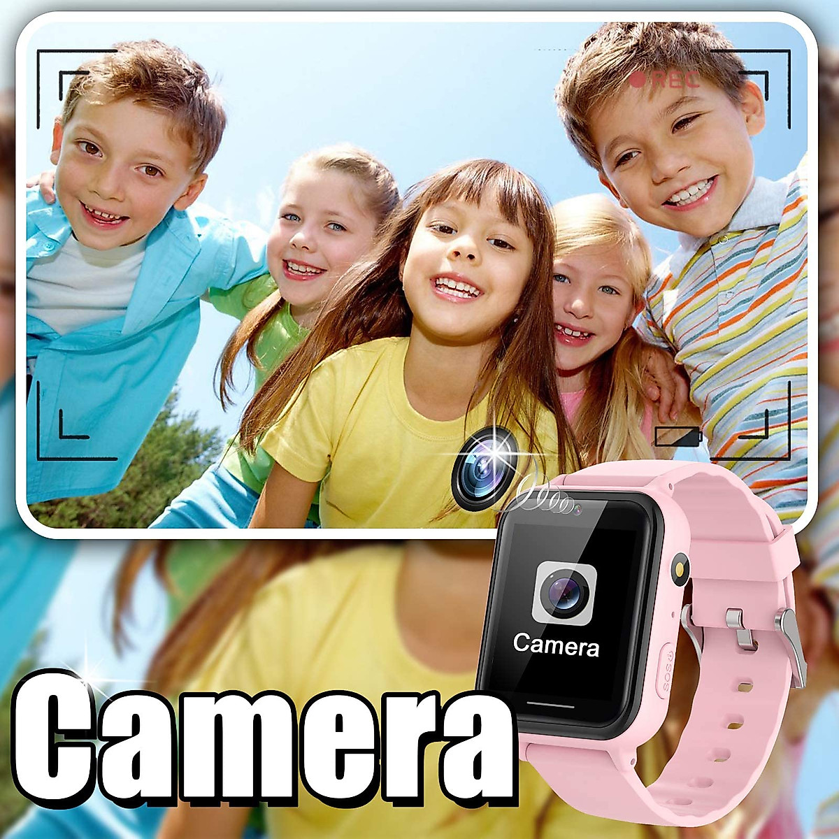 PTHTECHUS Smart Watch for Kids - Boys Girls Smartwatch with 2 Way Phone Need 2G SIM to Call SOS Games Music MP3 Player HD Selfie Camera Calculator Alarm Timer 12/24 Hours for 4-13 Years Old Students