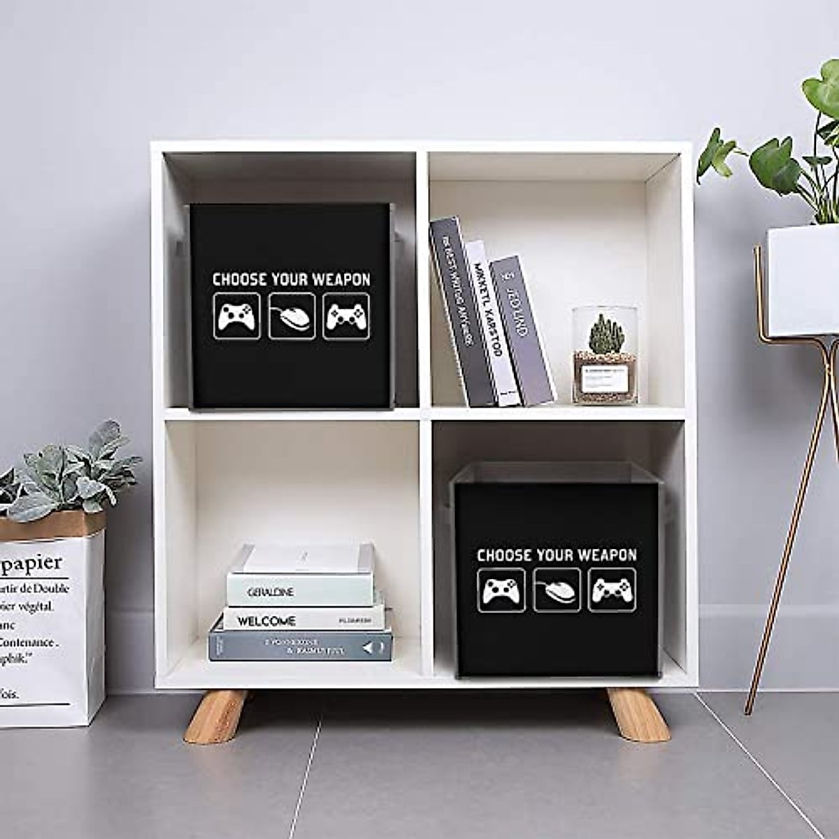 Choose Your Weapon Video Game Controller Collapsible Storage Bins Cubes Organizer Trendy Fabric Storage Boxes Inserts Cube Drawers 11 Inch