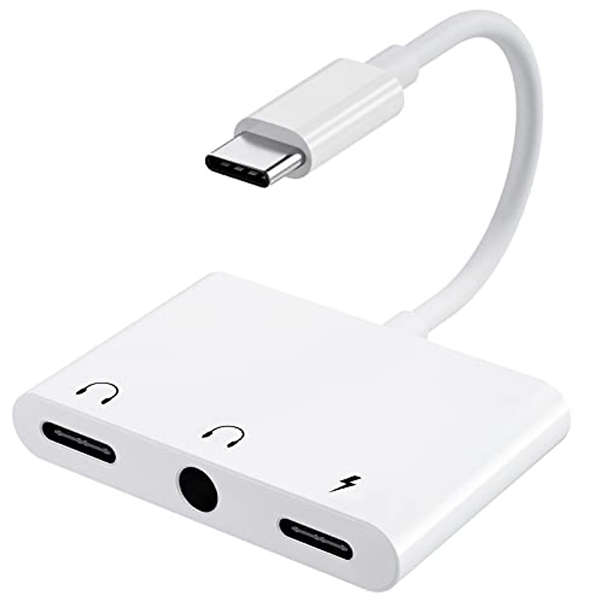 USB C to 3.5mm Headphone Audio Adapter,3 in 1 USB C Headphone Splitter Compatible with Samsung Galaxy S22 S21 S20 S10 S9 Plus/Ultra, Note 10, iPad Pro, MacBook, Pixel (White)