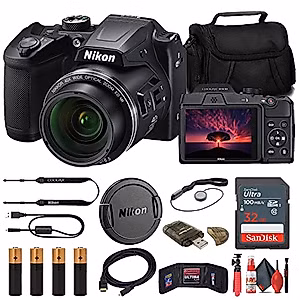 Nikon COOLPIX B500 Digital Camera (Black) (26506) + 32GB Card + Case + Card Reader + Flex Tripod + HDMI Cable + Memory Wallet + Cap Keeper + Cleaning Kit (Renewed)