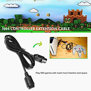 Xahpower 2Pack 6Ft N64 Controller Extension Cable Cord for Nintendo 64 N64 Controller