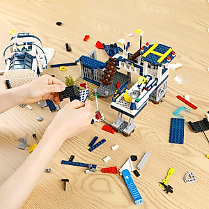 City Police Station STEM Building Sets, Compatible with Lego Military Helicopter Airplane,Boats Ship, Swat Team,Building Kit for Kids, 565 PCS Best Gift for 6-10 Boys