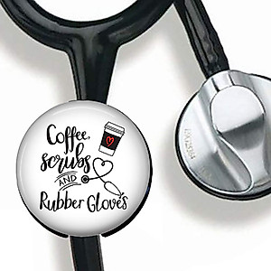 Nurse Coffee Quote Stethoscope Tag Personalized,Nurse Doctor Stethoscope ID Tag Customized, Medical Stethoscope Name Tag with Writable Surface-Black