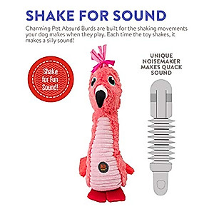 Charming Pet Absurd Burds Pink Flamingo Dog Toy - Squeeze and Shake for Unique Silly Sound to Entice Interactive Play